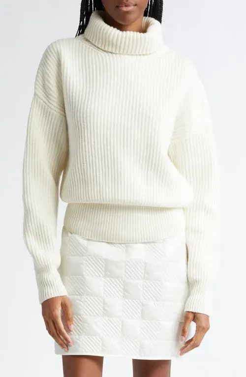 Moncler Ribbed Virgin Wool Turtleneck Sweater - White