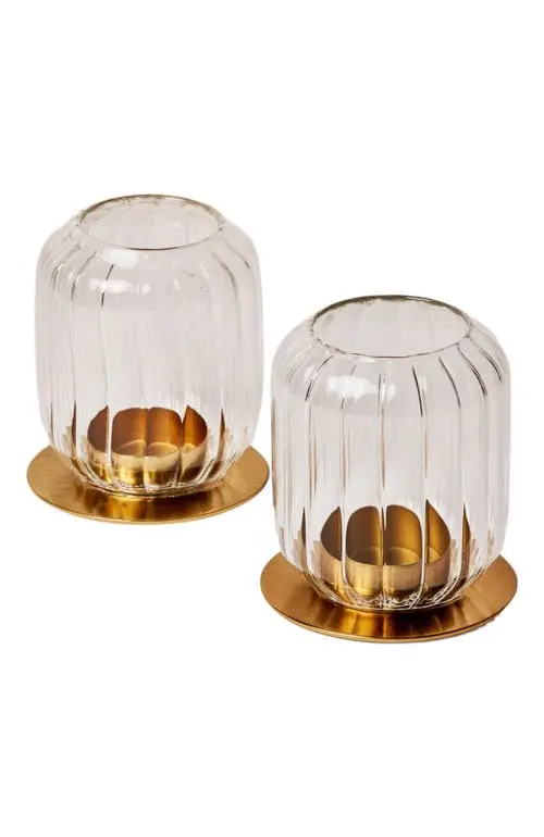 FLECK Kira Glass Lantern Set Of 2 - Clear