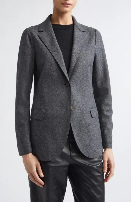 Eleventy Wool Blend Flannel Blazer With Removable Hooded Bib - Carbon