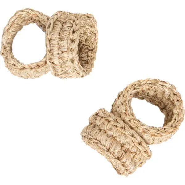 TALLO DE OLIVO Fique Spiral Napkin Rings Set Of 4 - Natural