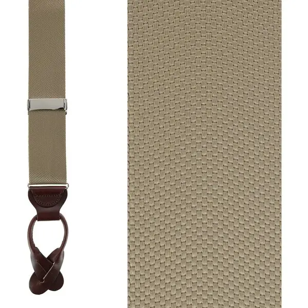 Trafalgar Hudson Button End Suspenders - Dark Khaki