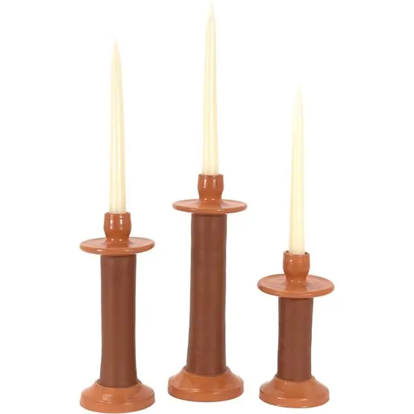 ALCANTARA FREDERIC Leather Wrapped Candle Holder - Terracotta