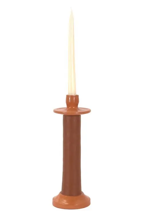 ALCANTARA FREDERIC Leather Wrapped Candle Holder - Terracotta