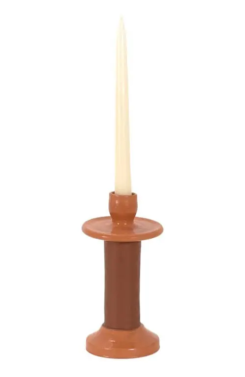 ALCANTARA FREDERIC Leather Wrapped Candle Holder - Terracotta