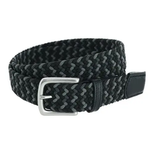 Trafalgar Chandler Mixed Weave Stretch Belt - Black And Grey