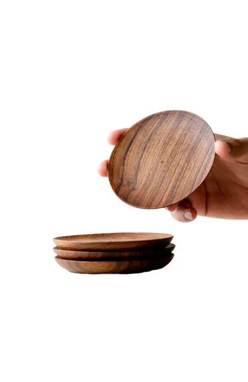 FLECK Teak Coasters Set Of 4