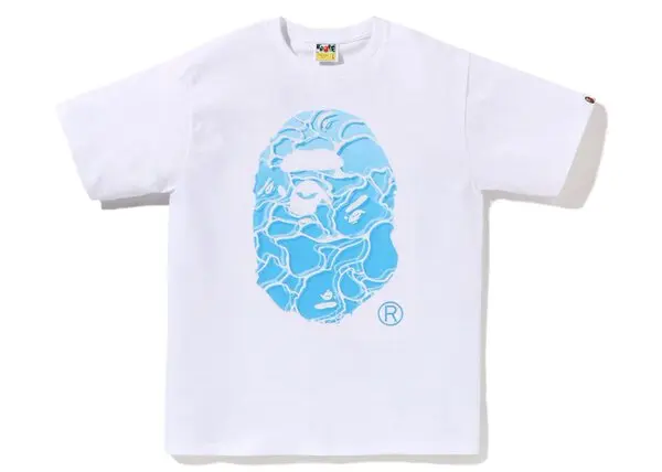 A BATHING APE Abc Sea Surface Camo Ape Head Tee Shirt - White