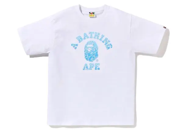 A BATHING APE Abc Sea Surface Camo College Tee Shirt - White