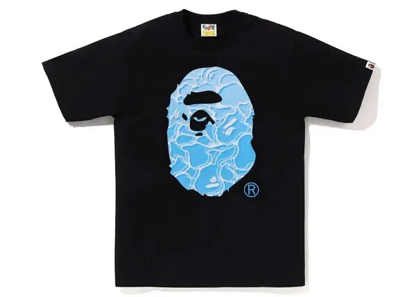 A BATHING APE Abc Sea Surface Camo Ape Head Tee Shirt - Black