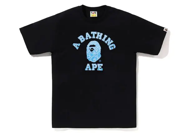 A BATHING APE Abc Sea Surface Camo College Tee Shirt - Black