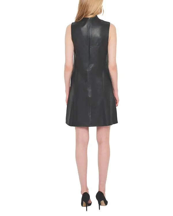 As By Df Crawford Upcycled Leather A-Line Dress In Black | Editorialist