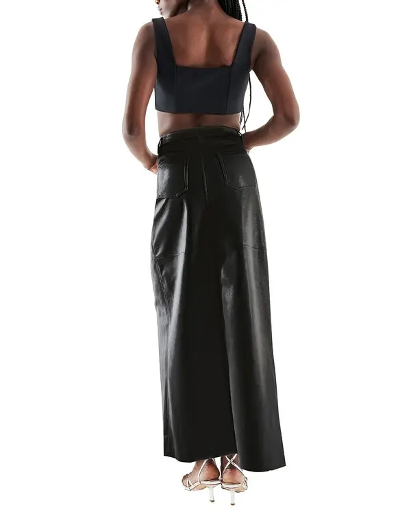 AS By DF Imogen Recycled Leather Maxi Skirt - Black