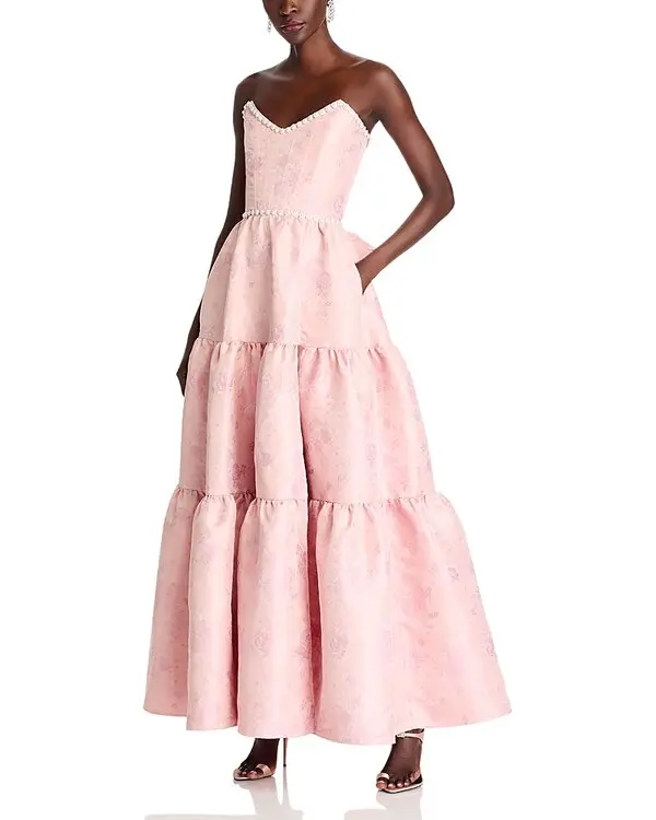 V. CHAPMAN Vivian Strapless Gown - Light Pink Windsor Brocade