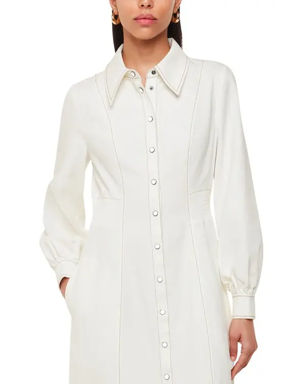 Whistles Denim Midi Dress In Ivory - 50% Off