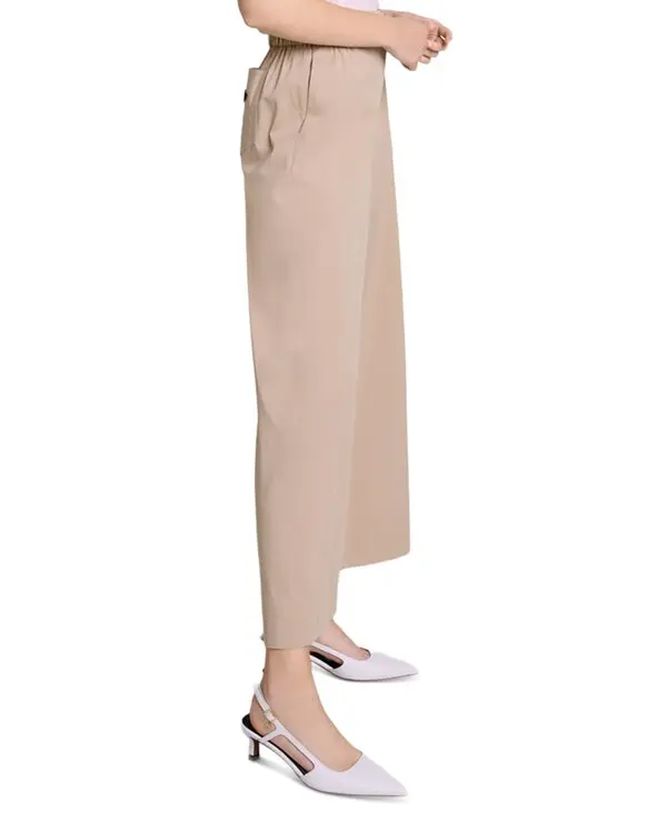 Maje Piuma Wide Leg Gabardine Trousers - Light Beige