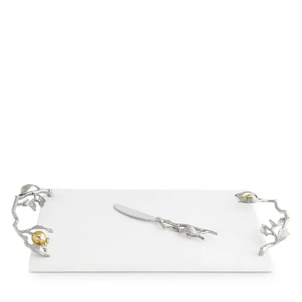 Michael Aram Pomegranate Silver And Gold Cheeseboard And Spreader - White