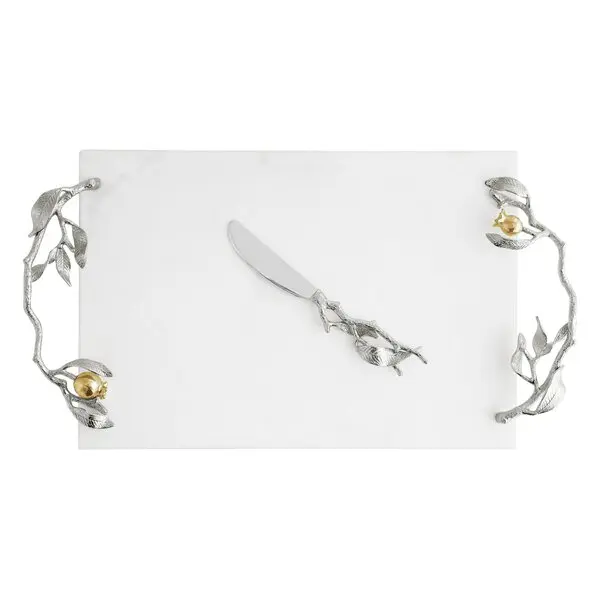 Michael Aram Pomegranate Silver And Gold Cheeseboard And Spreader
