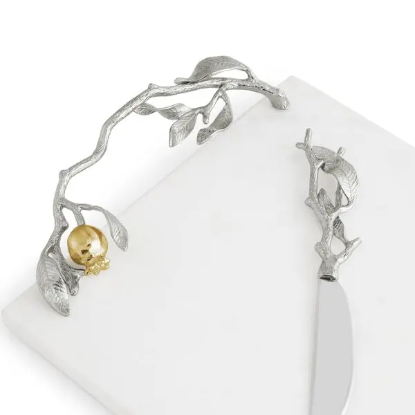 Michael Aram Pomegranate Silver And Gold Cheeseboard And Spreader