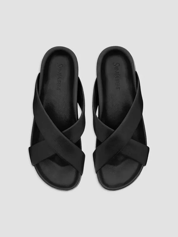 Saint Laurent Nichols Slides In Smooth Leather