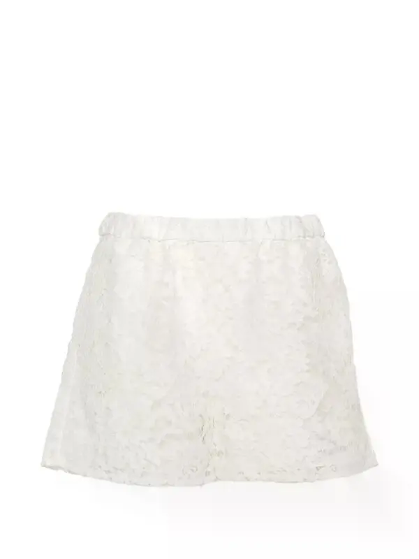 Gucci Interlocking G Floral Lace Shorts - White