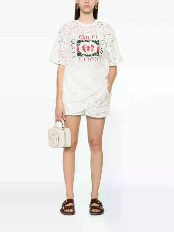 Gucci Interlocking G Floral Lace Shorts - White
