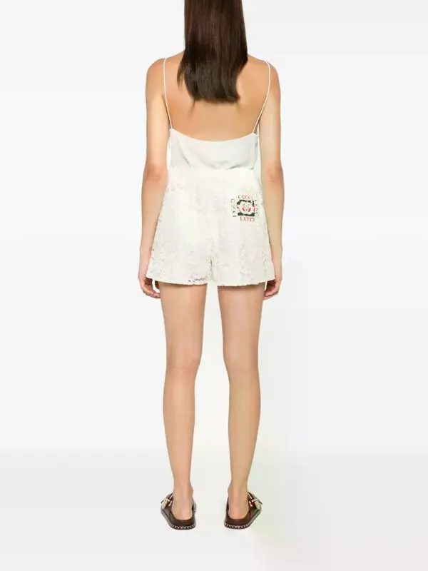 Gucci Interlocking G Floral Lace Shorts - White