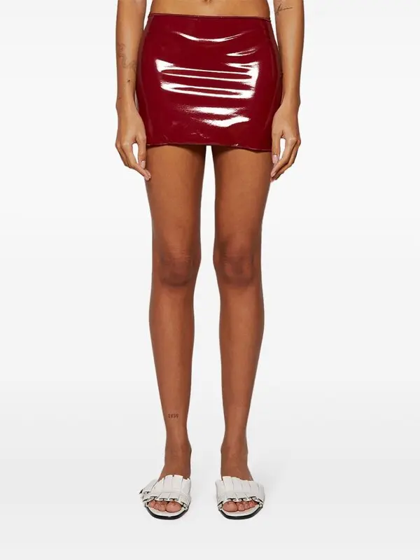 Oseree Faux-leather Mini Skirt - Red