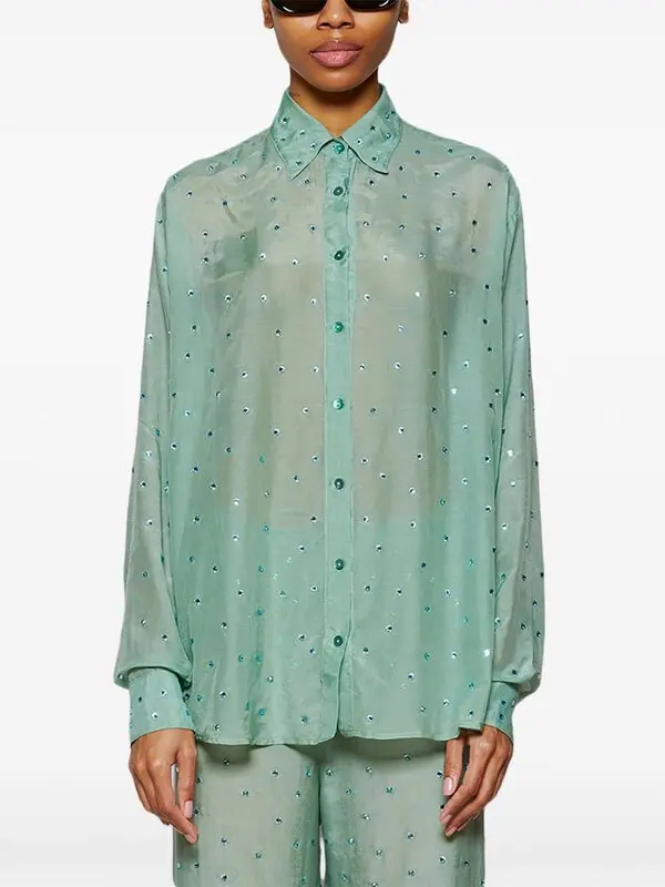 Oseree Gems Crystal-embellished Shirt