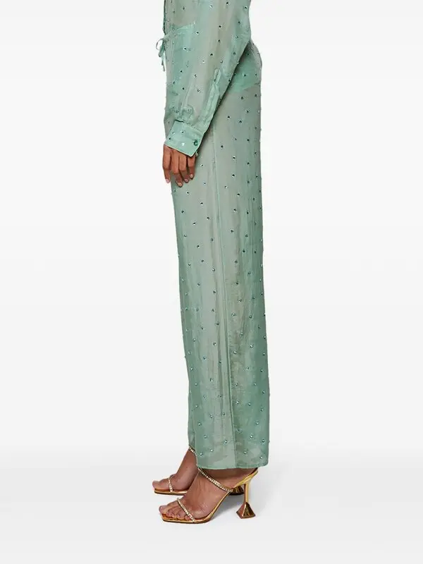 Oseree Gem Embellished Straight-leg Trousers - Green