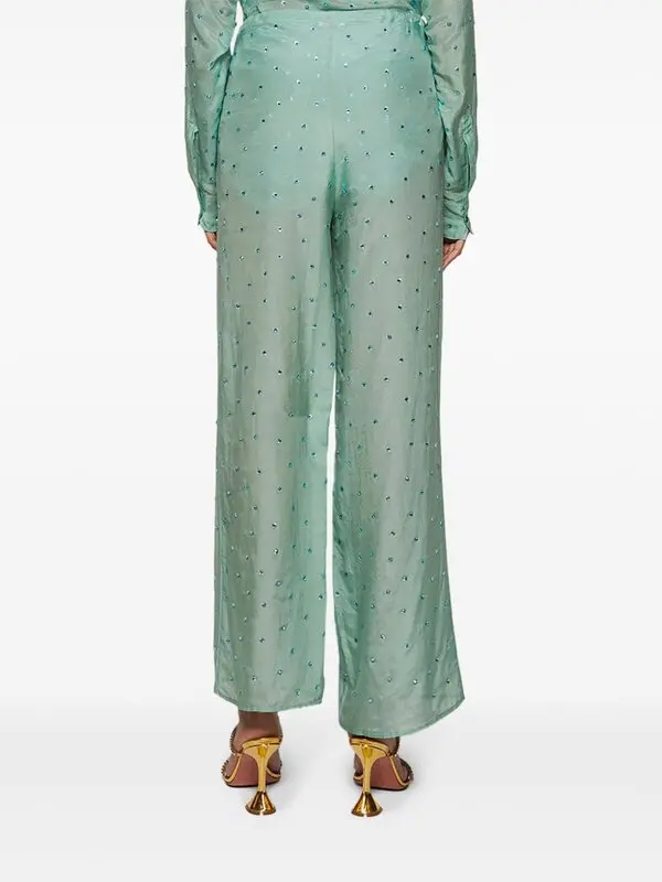 Oseree Gem Embellished Straight-leg Trousers - Green