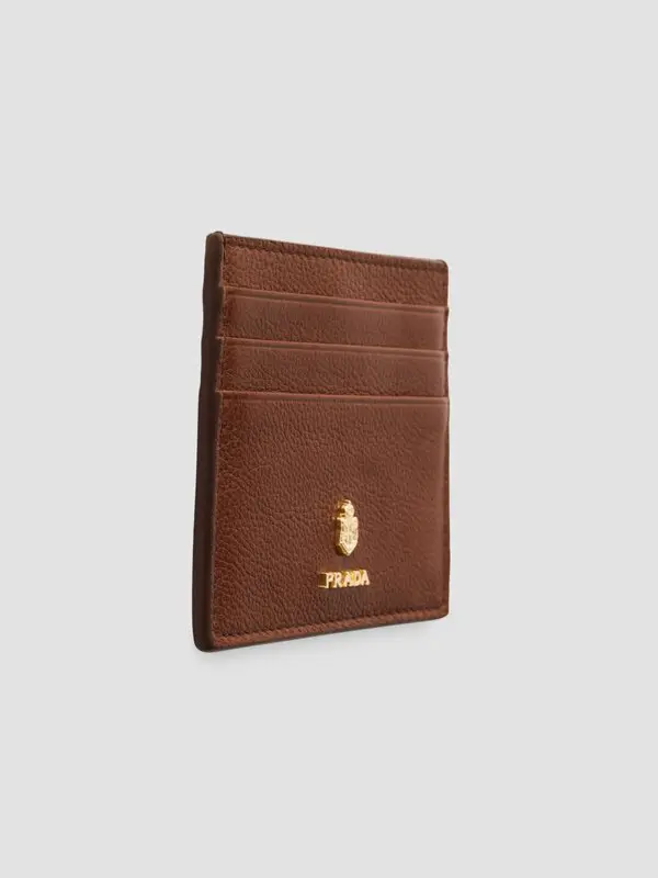Prada Leather Card Holder - Brown