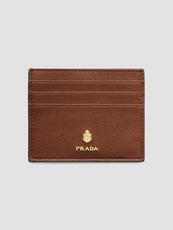 Prada Leather Card Holder - Brown