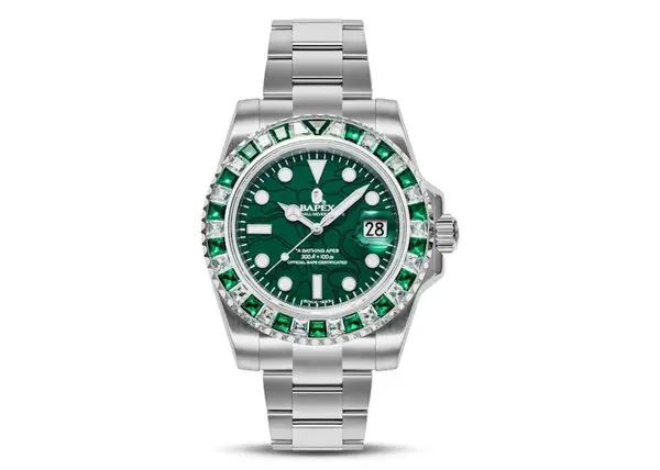 BAPE Type 1 Crystal Stone Bapex Watch - Green