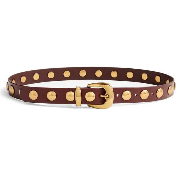 Madewell Studded Western Leather Belt - Soft Mahogany
