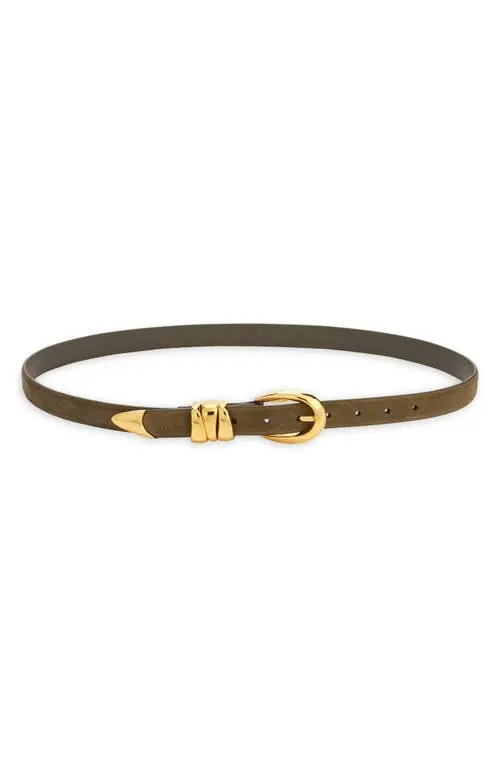 Madewell Triple Keeper Suede Belt - Shaded Olive