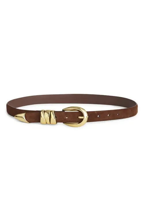 Madewell Triple Keeper Suede Belt - Soft Mahogany