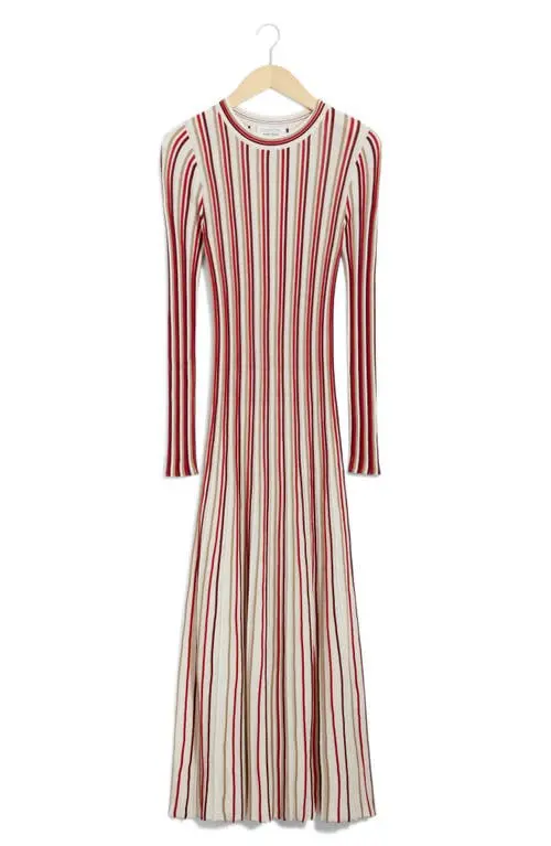 & Other Stories Stripe Long Sleeve Midi Sweater Dress