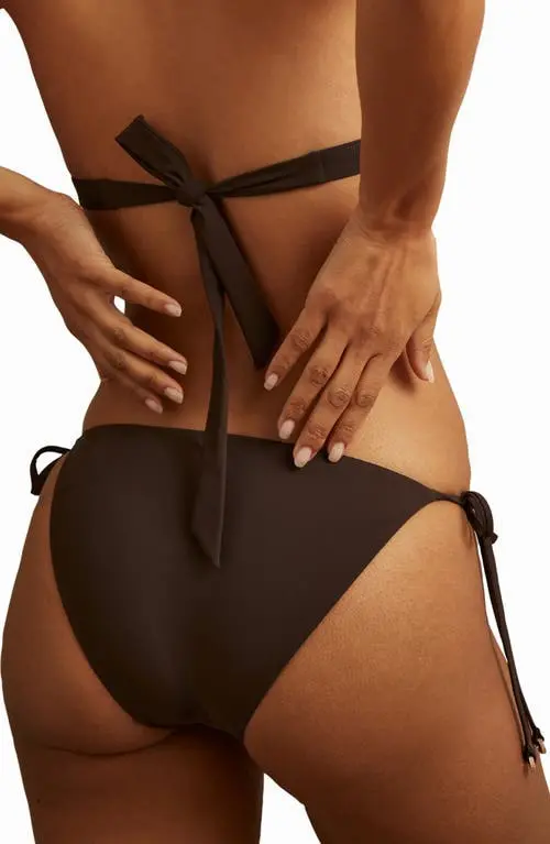 REISS Riah Side Tie Bikini Bottoms - Chocolate