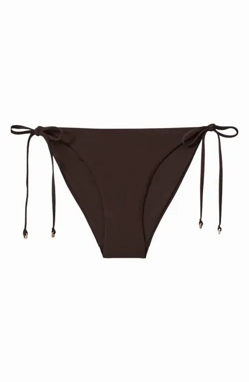 REISS Riah Side Tie Bikini Bottoms - Chocolate
