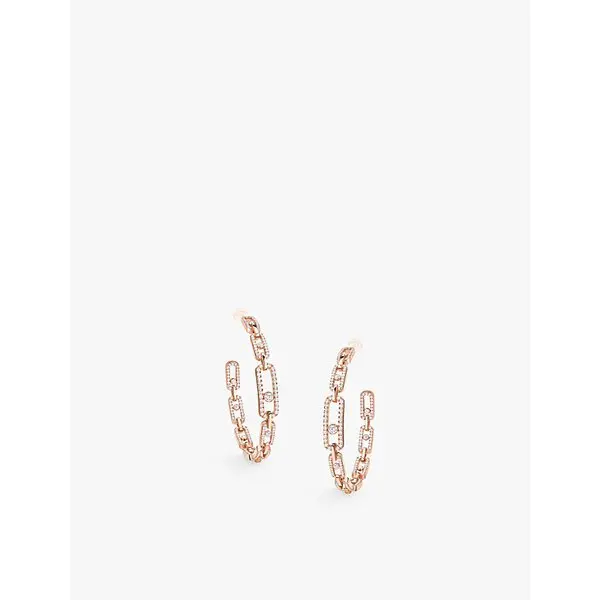 Messika Move Link Medium Diamond Hoop Earrings - Pink Gold