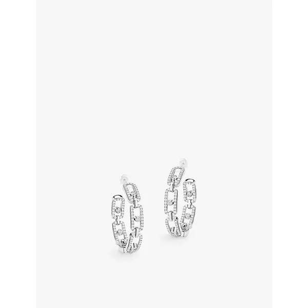 Messika Move Link Diamond And 18ct Gold Earrings - White Gold
