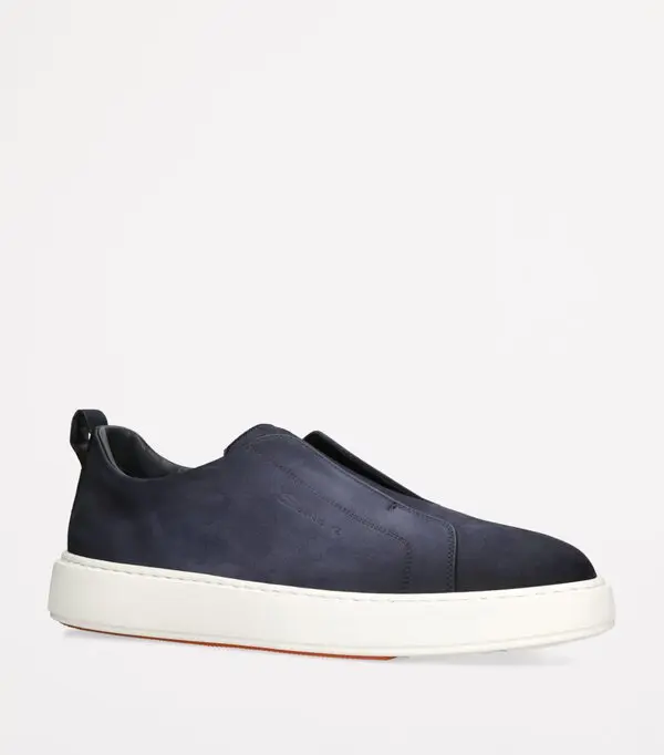 Santoni Clean Icon Suede Sneakers - Navy