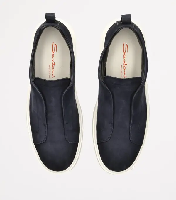 Santoni Clean Icon Suede Sneakers - Navy