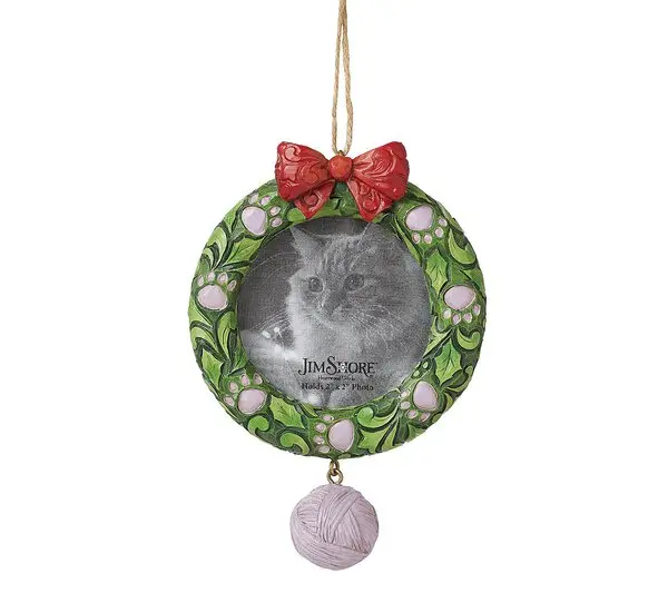 JIM SHORE Cat Pet Wreath Frame Orn - One-color