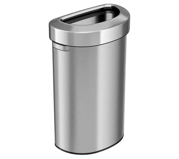 ITOUCHLESS 23-gal Semiround Stainless Steel Ope N Top Trash Can - Silver