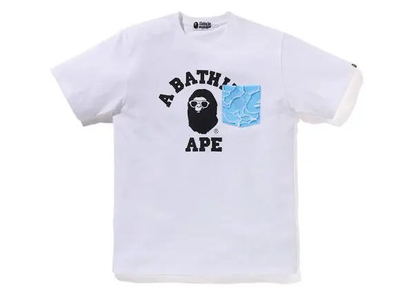 A BATHING APE Abc Sea Surface Camo Pocket College Tee Shirt - White