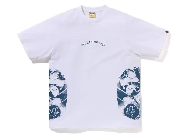 A BATHING APE Japanese Tattoo Side Big Ape Head Tee Shirt - White