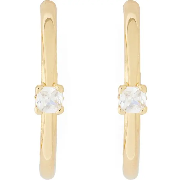Kate Spade New York Cubic Zirconia Hoop Earrings - Clear/gold.