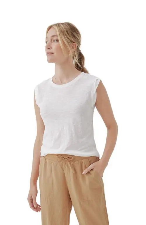 PACT Organic Featherweight Slub Muscle Tee - White