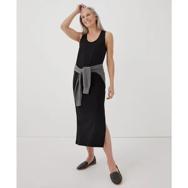 PACT Organic Softspun Tank Midi Dress - Black